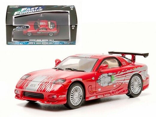 GREENLIGHT Fast and Furious Doms 1993 Mazda RX 7 Red - Darlington Diecast